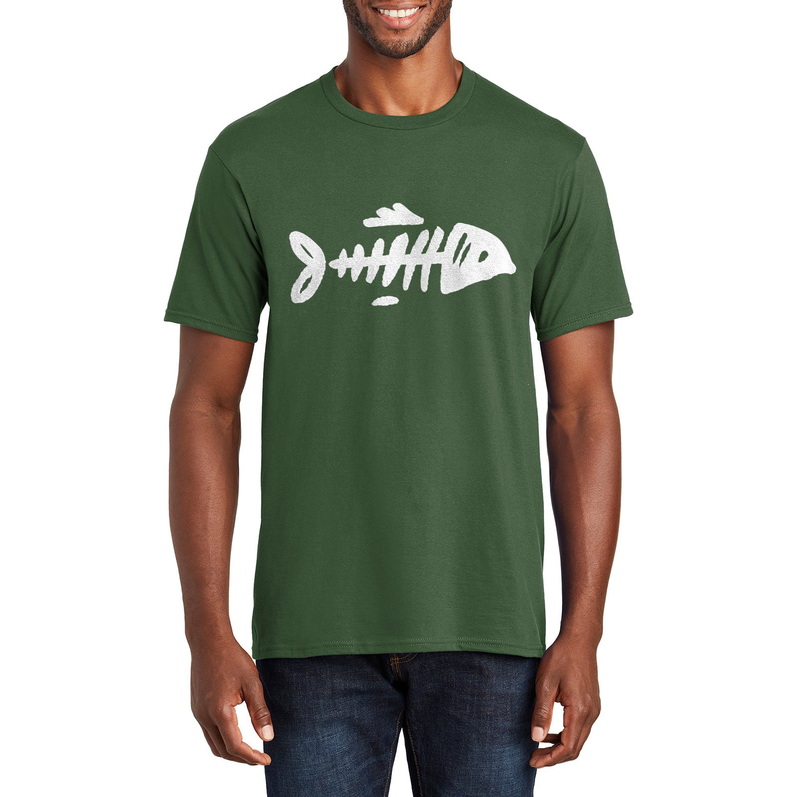 Big Size Bare Bone Fish Graphic Men's Premium Crew Neck Tee Shirt ...