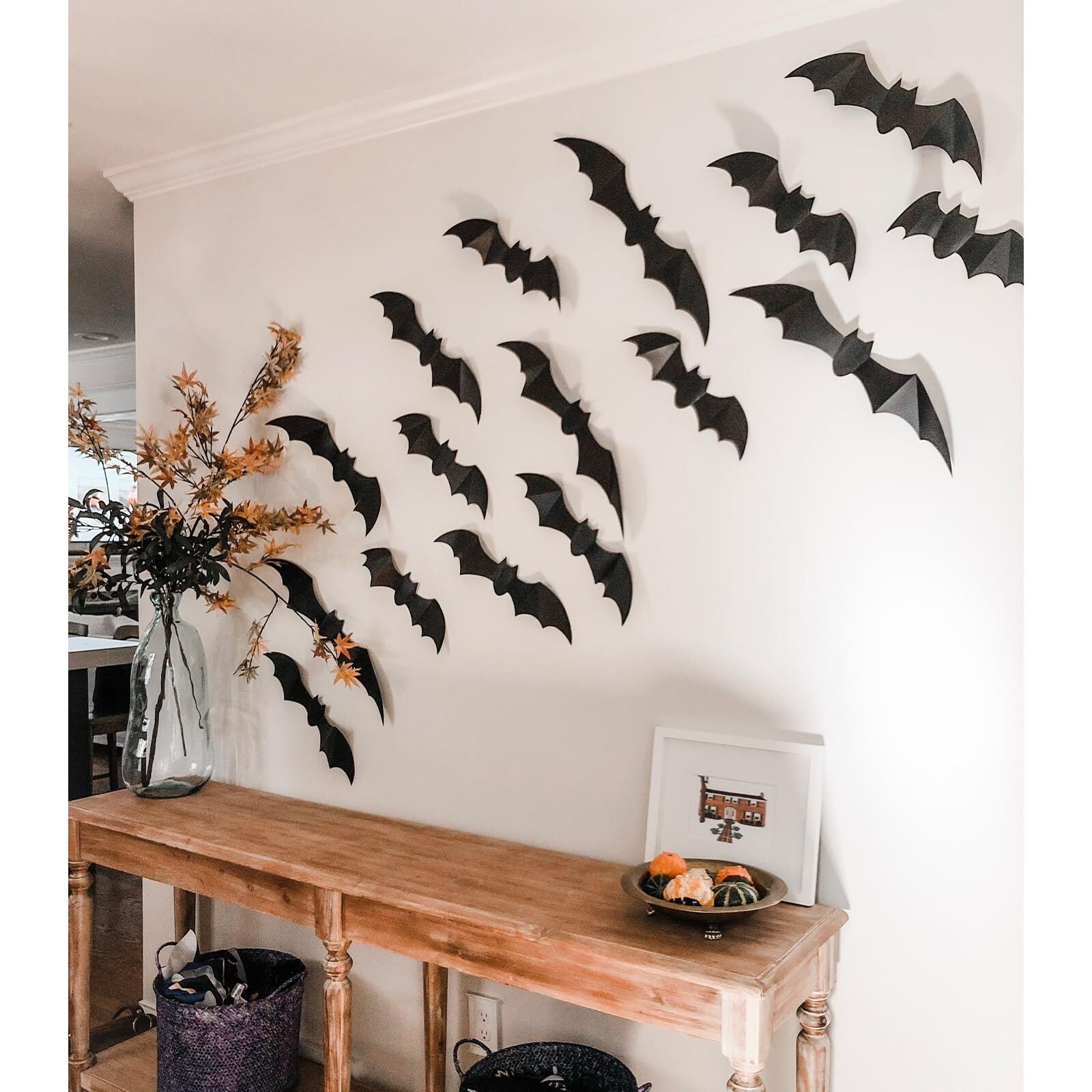 Big Size Bat Wall Decor Stickers, 124pcs Indoor Large Bats Halloween ...