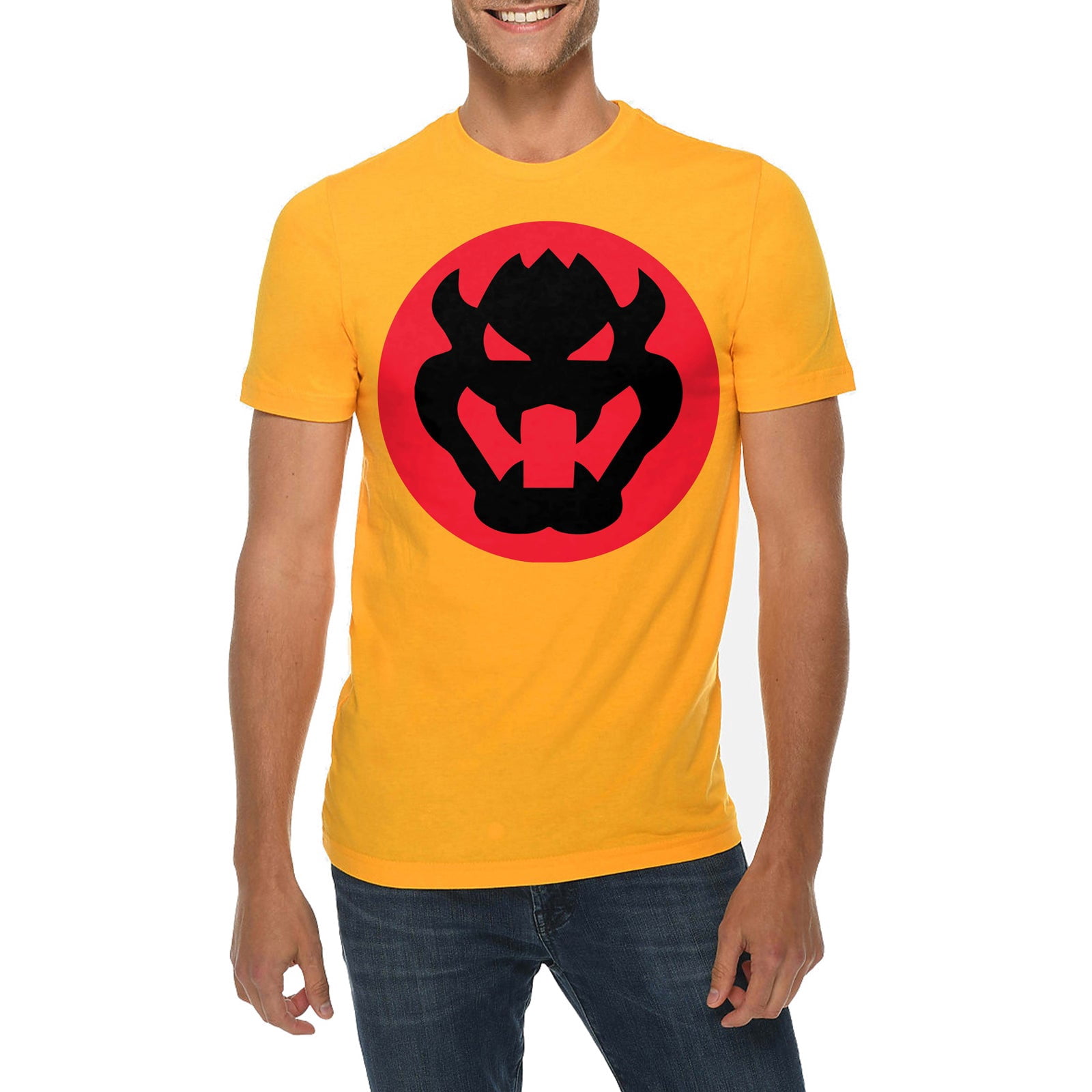 Big Size Bowser Face Graphic Design Deluxe Jersey T-Shirt - Taxi Gold ...