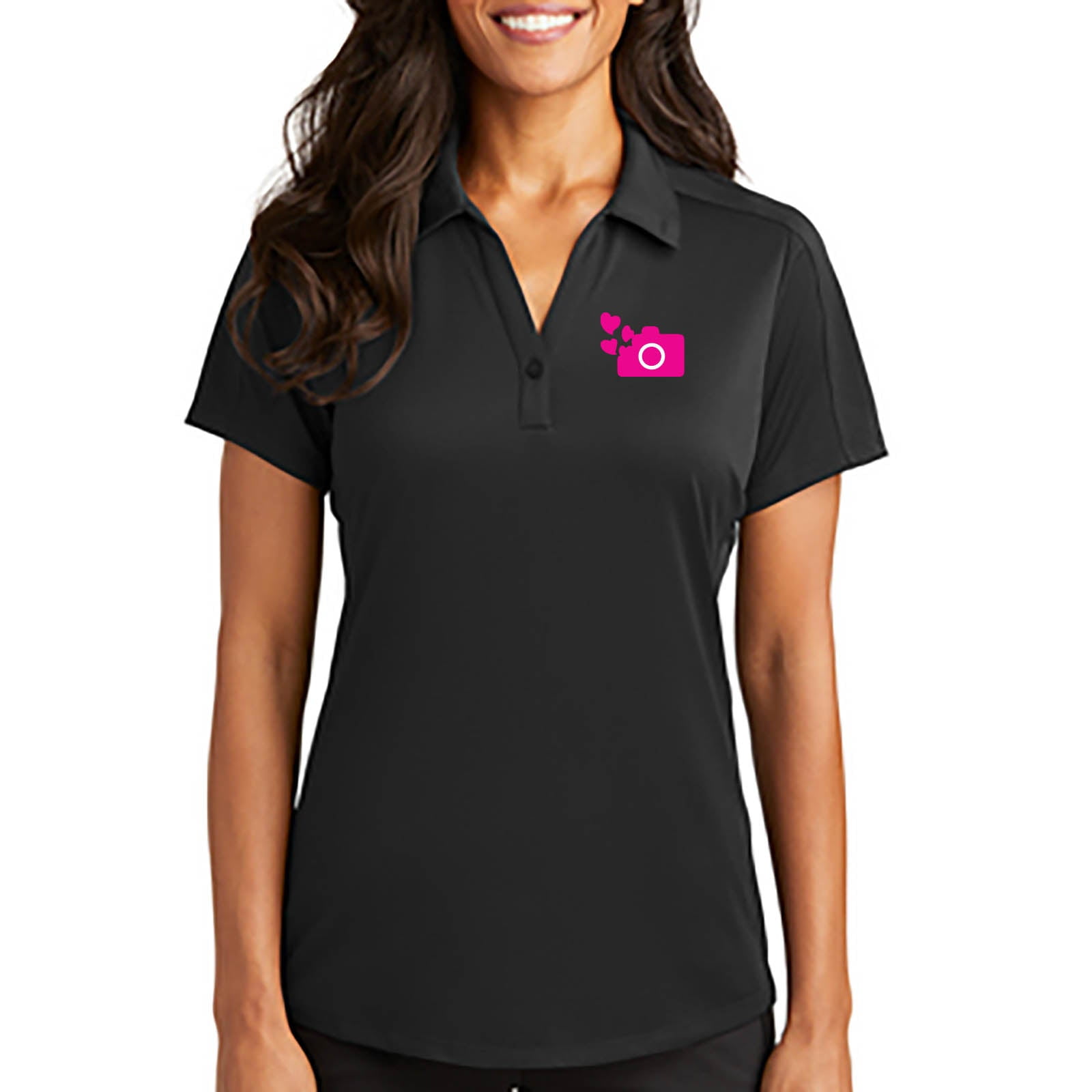 Big Size Camera And Hearts Ladies Big Size Diamond Jacquard Polo Shirt ...