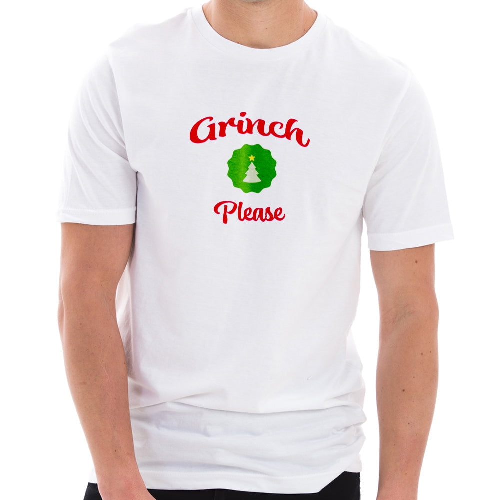 Big Size Grinch Please Pun Cotton Short Sleeve Graphic Shirt - White ...