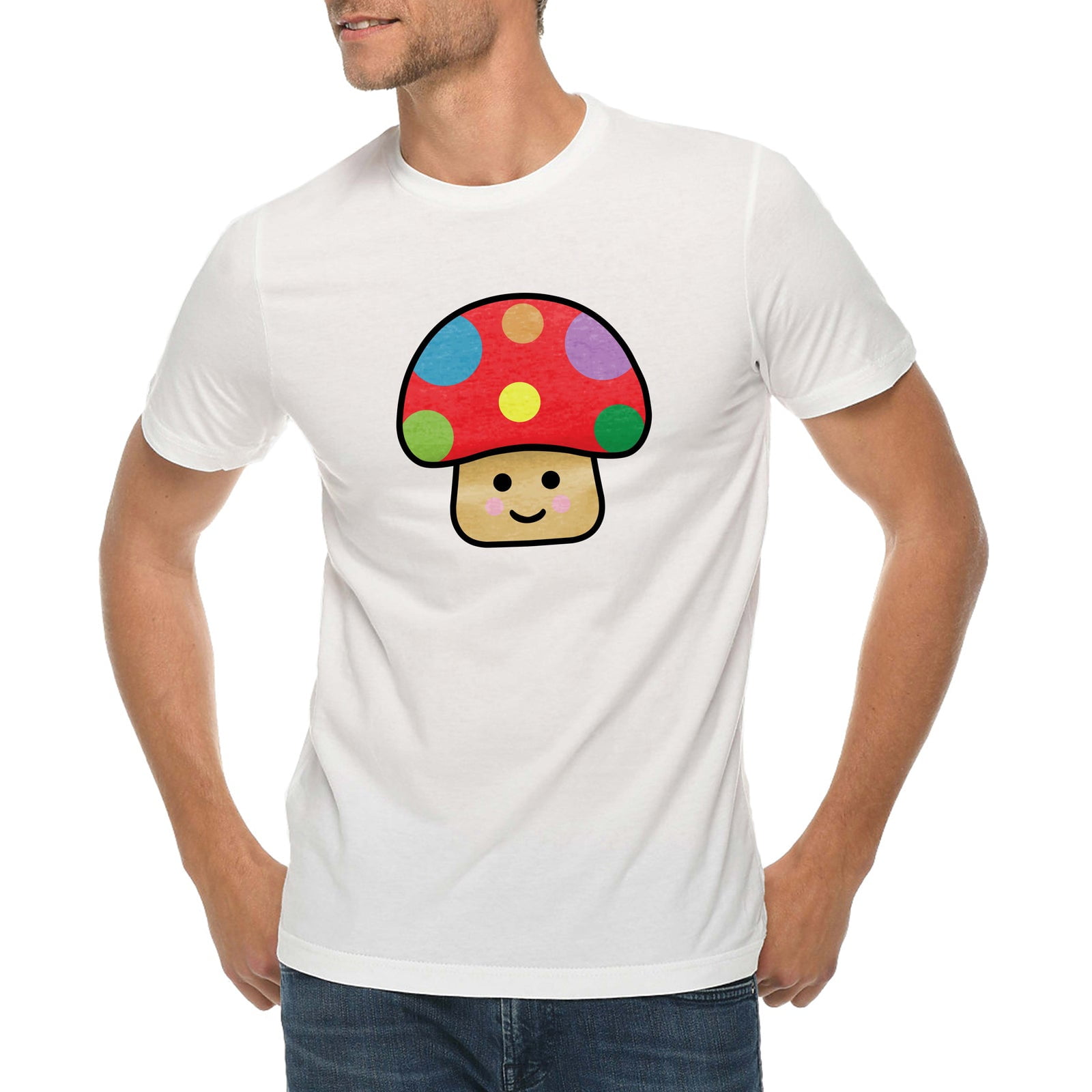 Big Size Happy Toad Mushroom Graphic Design Deluxe Jersey T-Shirt ...