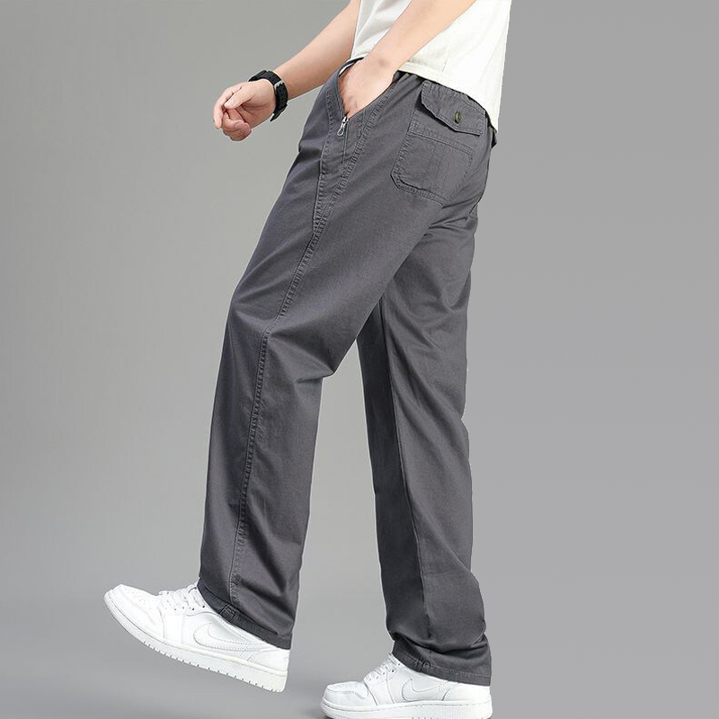 Big Size Men's Cargo Pants Casual Loose Straight Pants Cotton Long ...