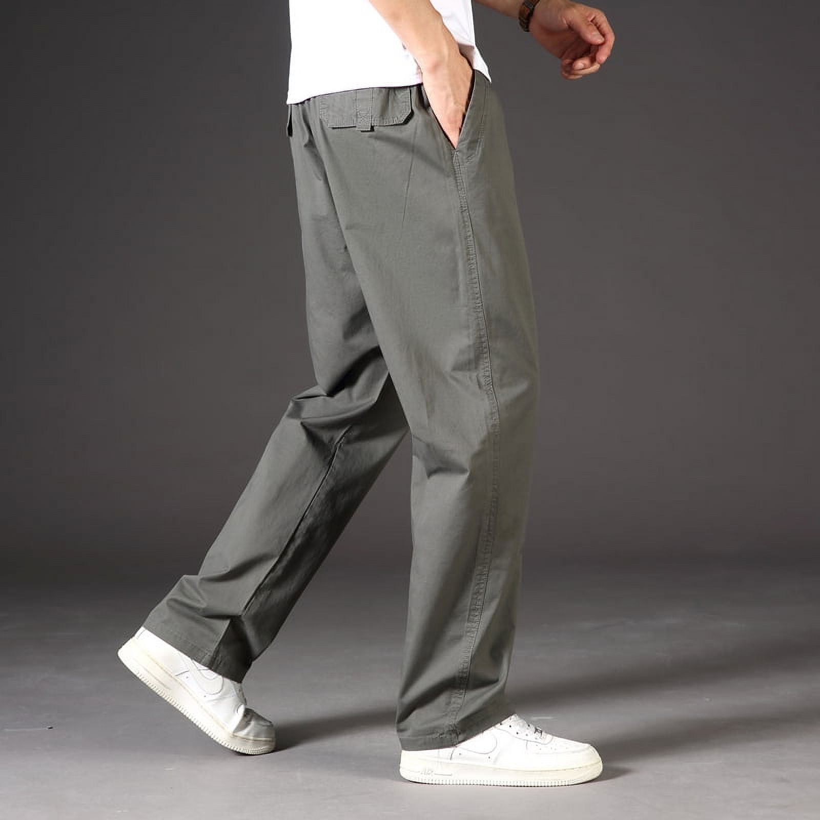 Big Size Men's Cargo Pants Casual Loose Straight Pants Cotton Long ...