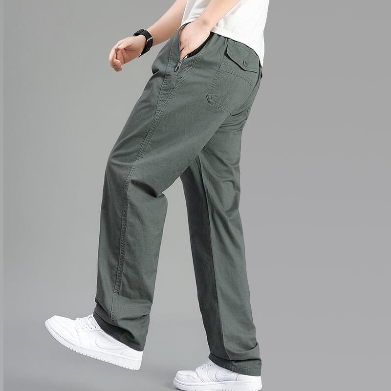 Big Size Men's Cargo Pants Casual Loose Straight Pants Cotton Long ...