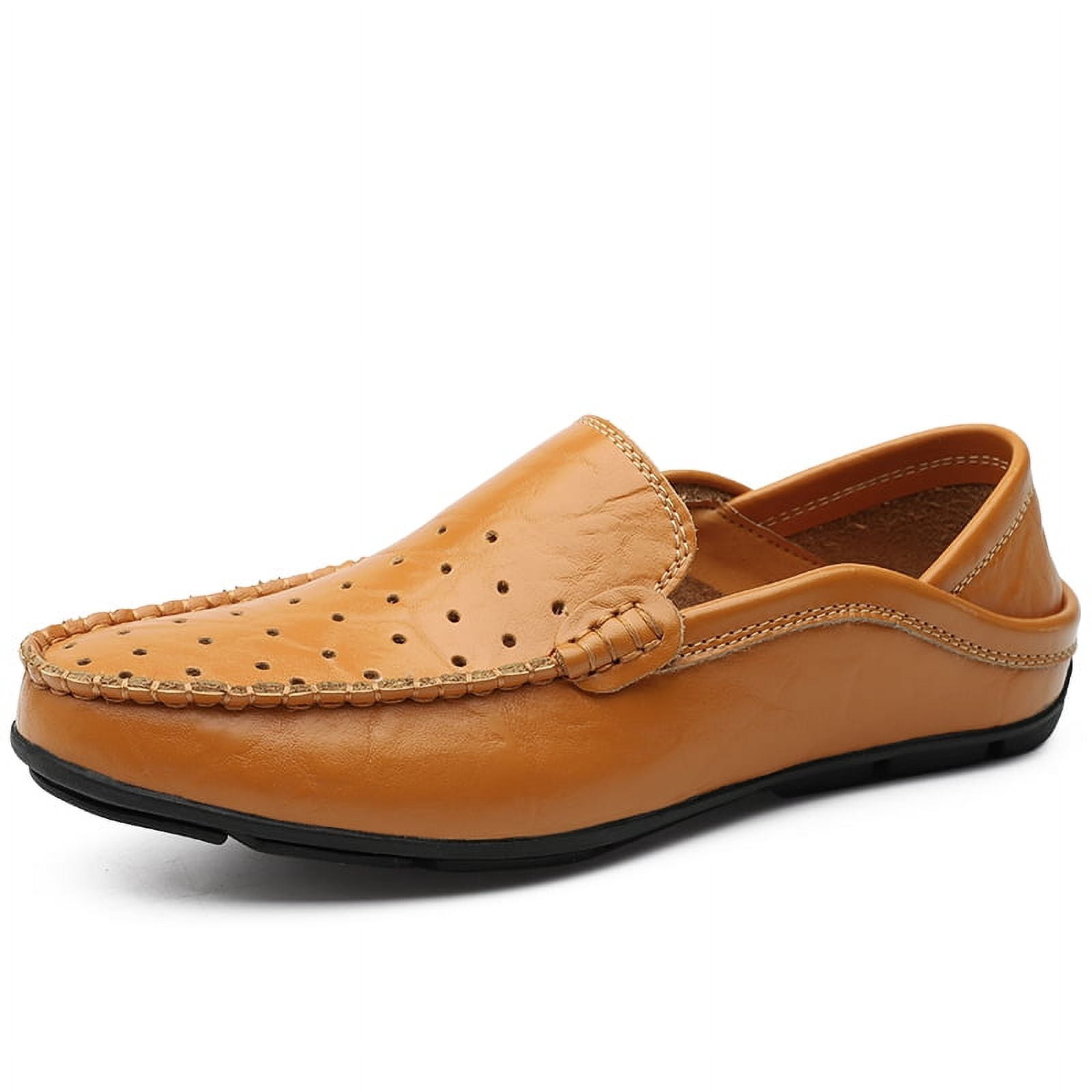 Big Size Men's Casual Hollow Loafers Slip On Leather Shoes Breathable ...