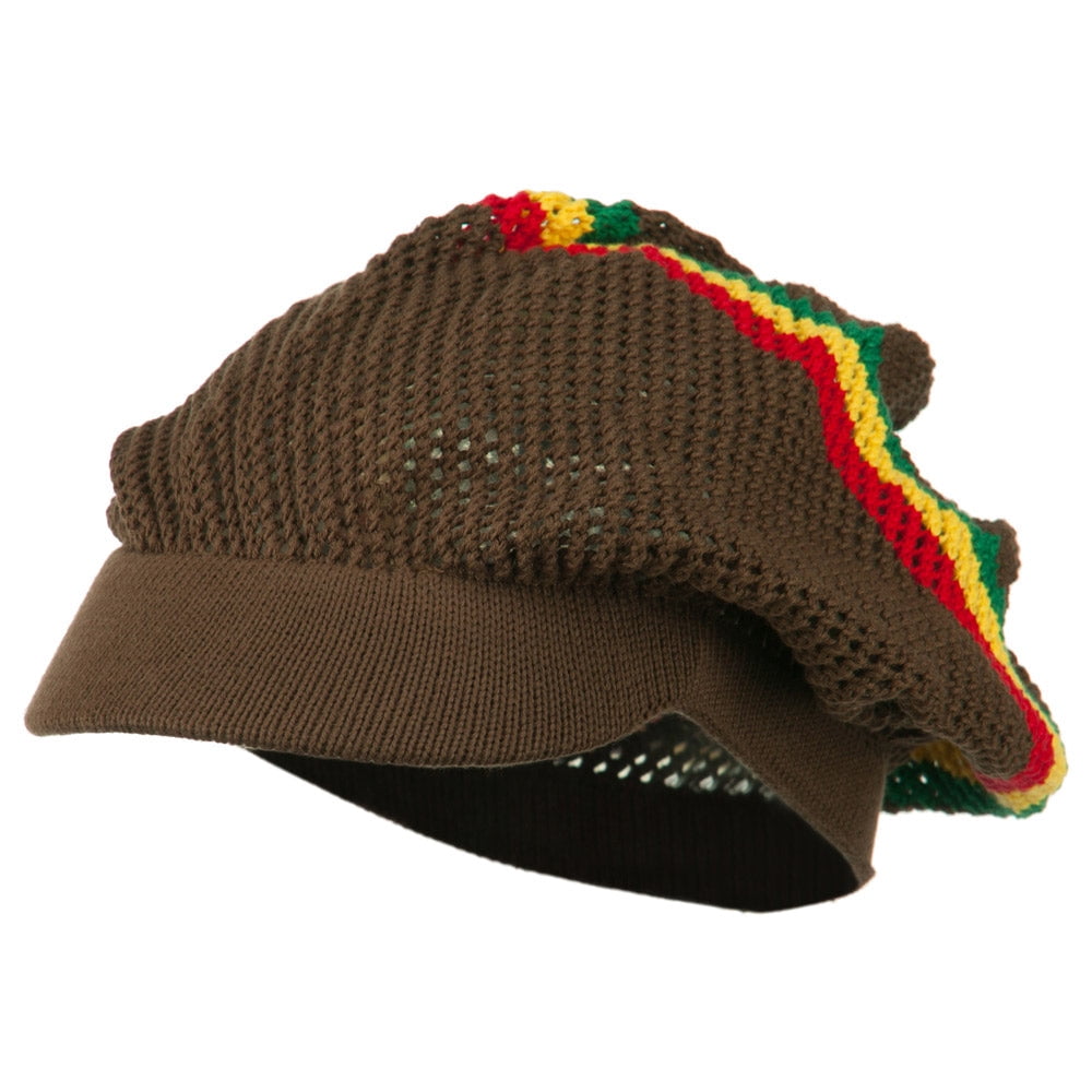 Big Size Mesh Rasta Deep Visored Beanie - Brown XL-3XL - Walmart.com