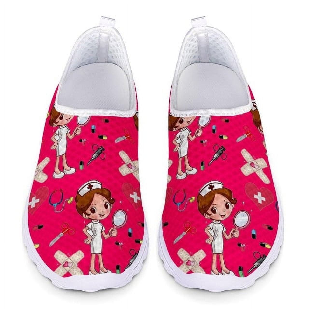Big Size Nursing Shoes for Women Cute Nurse Doctor Print Woman Slip On ...