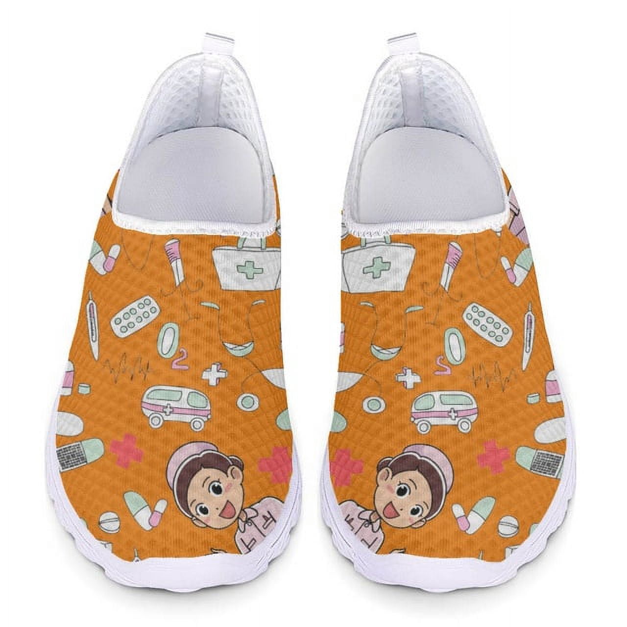 Big Size Nursing Shoes for Women Cute Nurse Doctor Print Woman Slip On ...