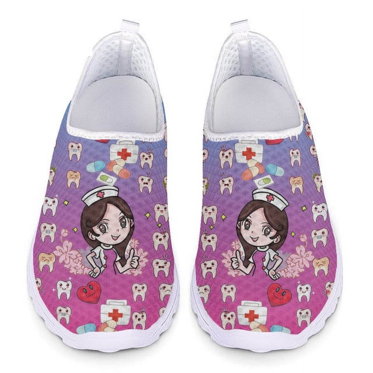 Big Size Nursing Shoes for Women Cute Nurse Doctor Print Woman Slip On ...
