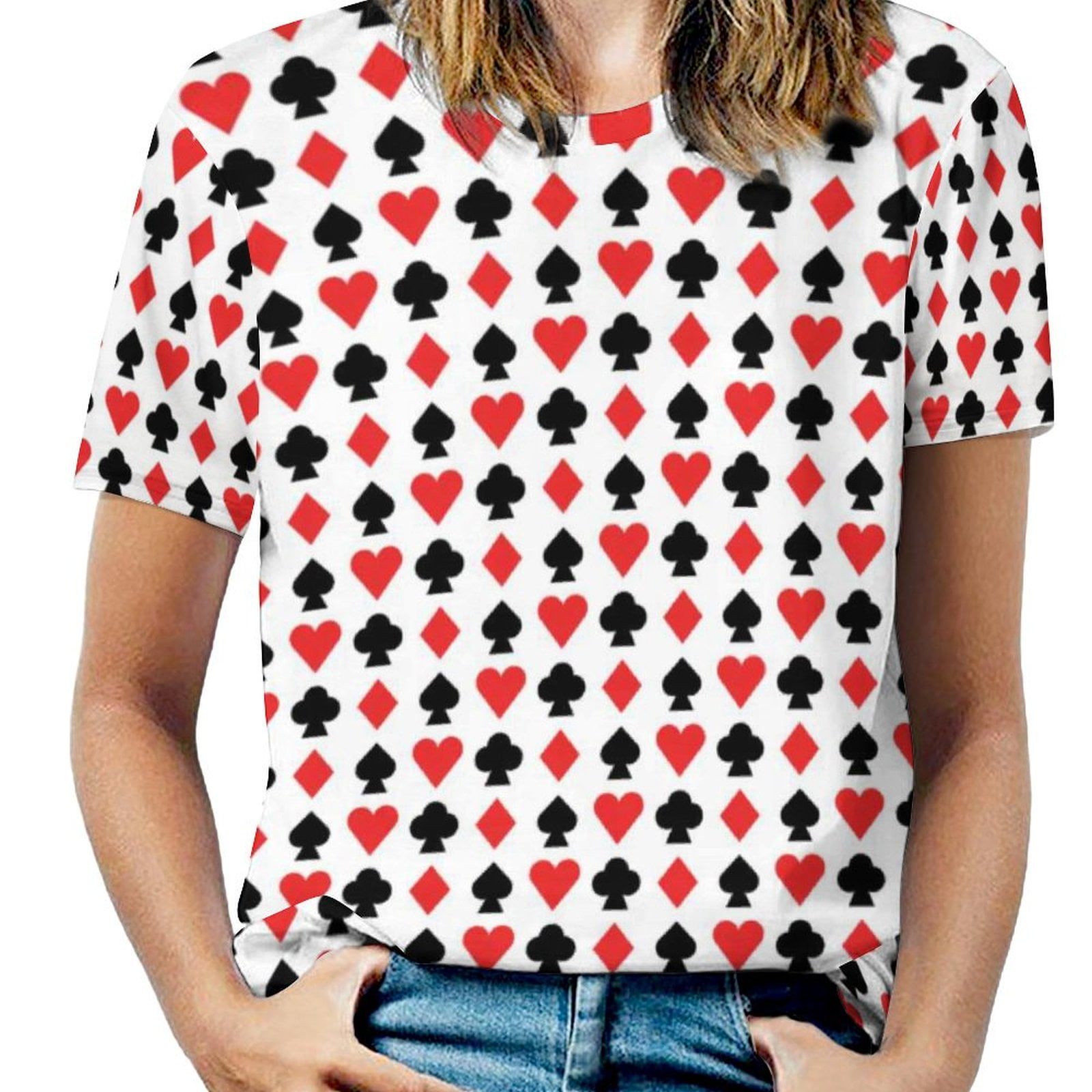 Big Size Playing Poker Card T Shirts Hearts s Clubs Spades Street Wear T-Shirt Short Sleeve Lady ...