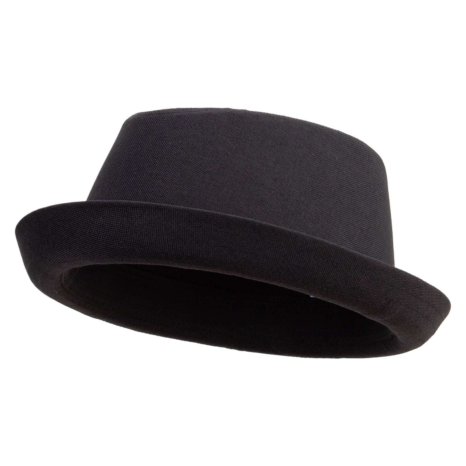 Big Size Polyester Linen Mixed Porkpie Upbrim Fedora - Black 2XL-3XL ...