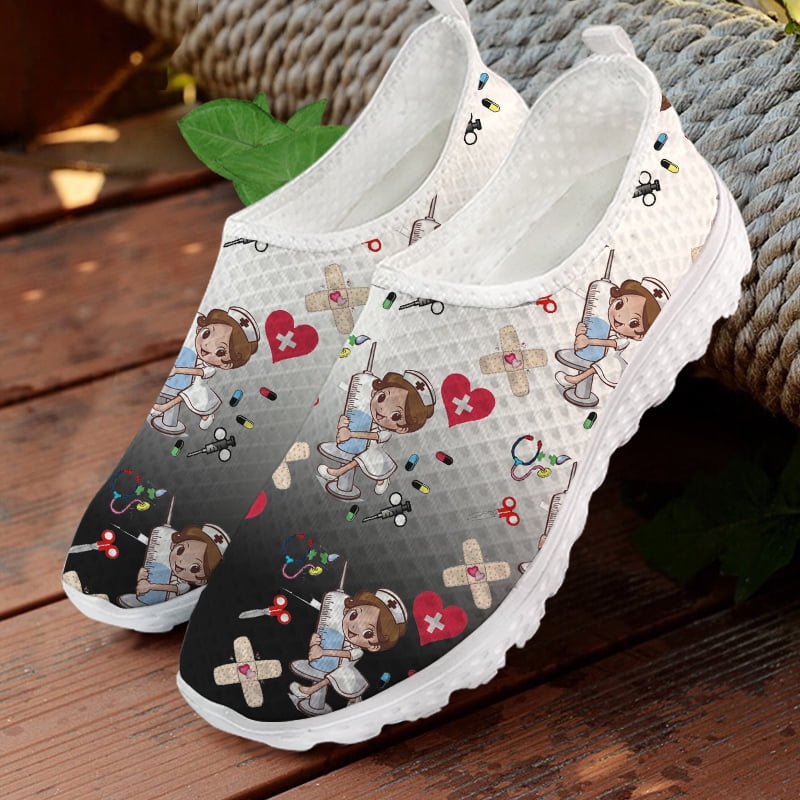 Big Size Summer Ladies Sneakers Cartoon Nurse Pattern Loafers Woman ...