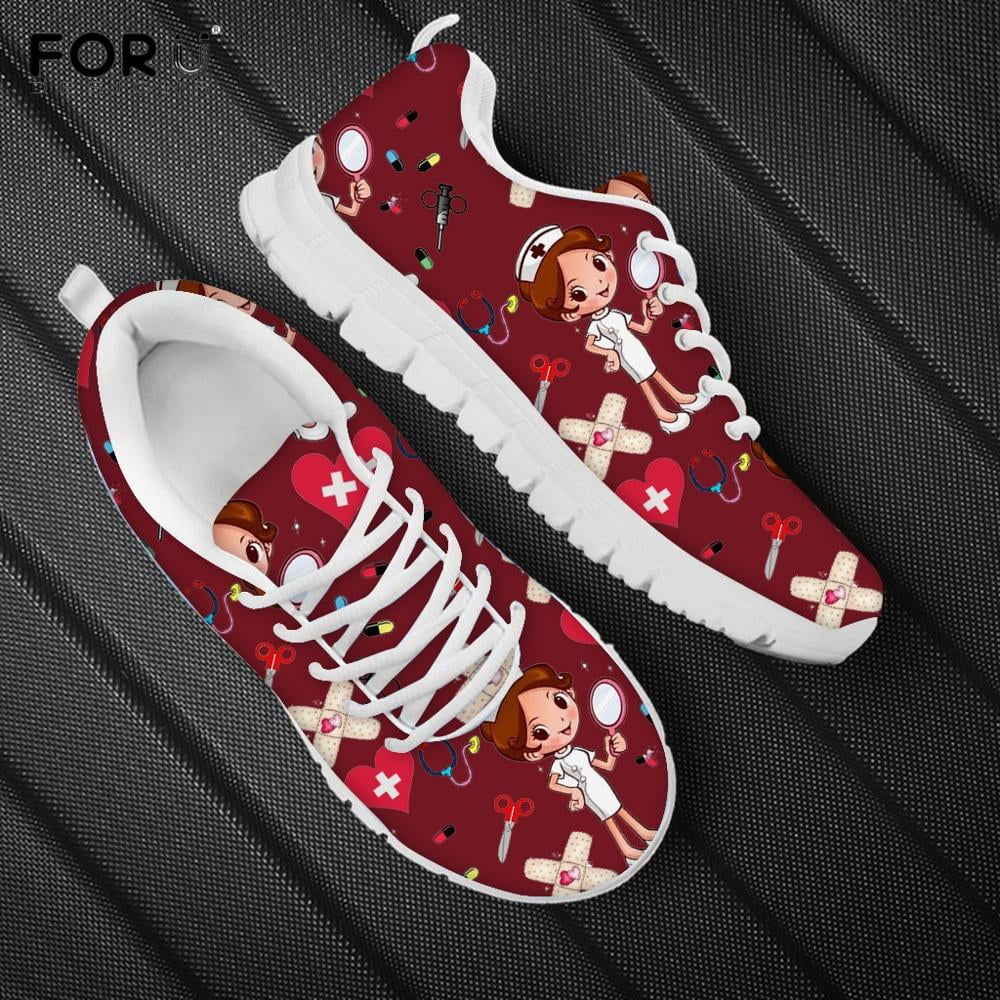Big Size Summer Nursing Shoes For Women Cartoon Nurse Pattern Woman's ...