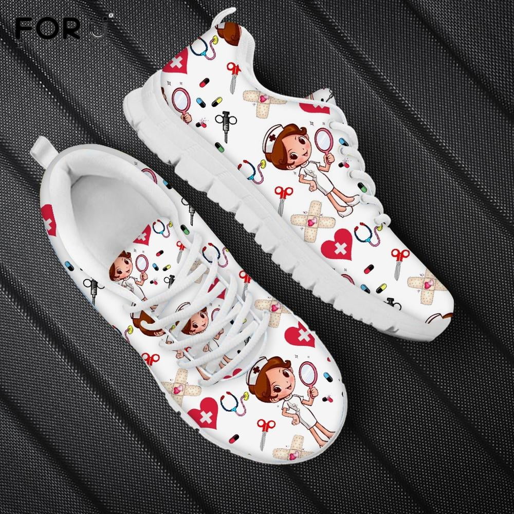 Big Size Summer Nursing Shoes For Women Cartoon Nurse Pattern Woman's ...