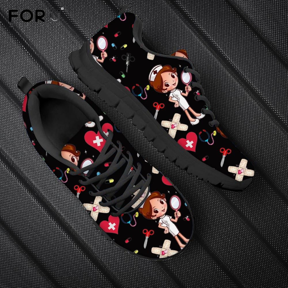 Big Size Summer Nursing Shoes For Women Cartoon Nurse Pattern Woman's ...