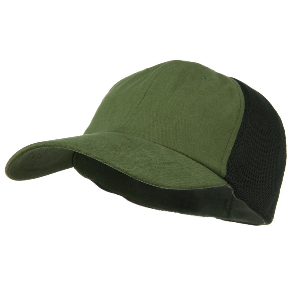 Big Size Summer Twill Mesh Flexible Fitted Cap - Olive Green 2XL-3XL ...