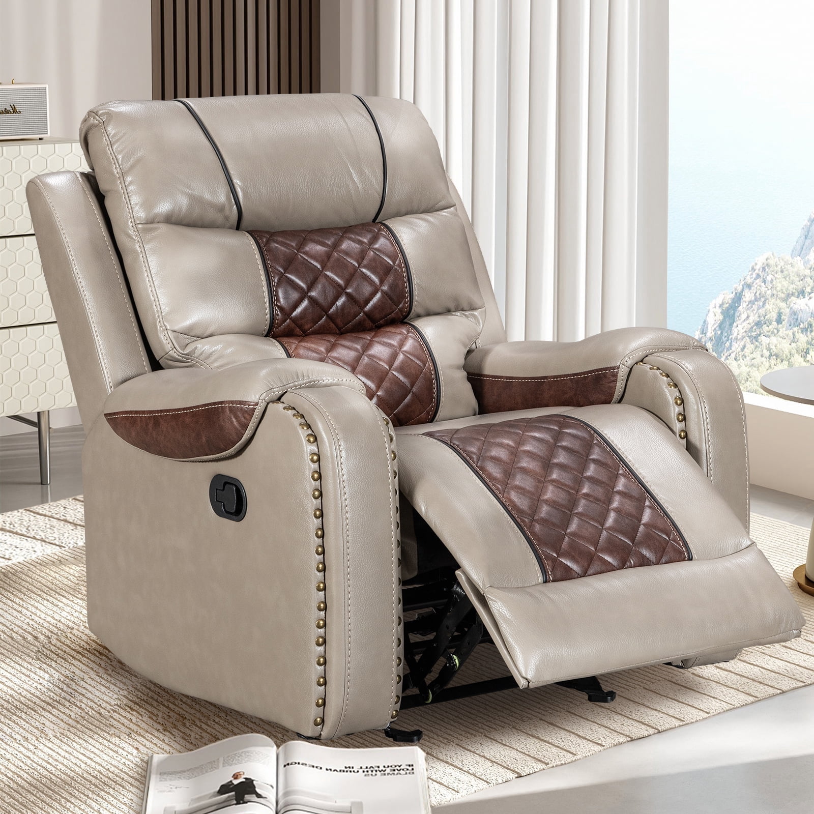 Breathable Leather Recliner Chair American Design Recliner Chair for ...