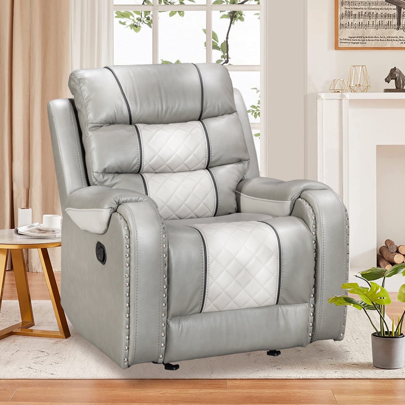 Faux Leather Rocker Recliner Chair Classic Design Recliner Chair for ...