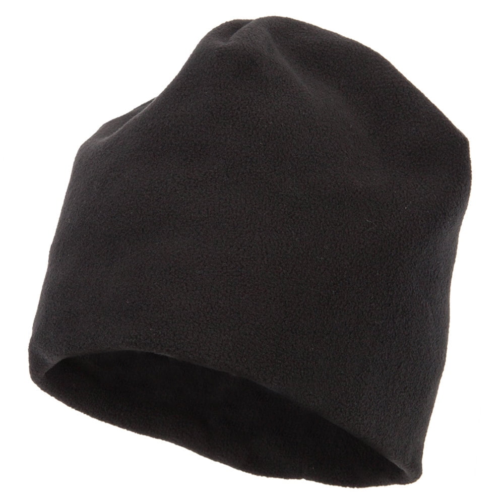 Big Size Vertical Seam Polyester Fleece Short Beanie - Black XL-3XL ...