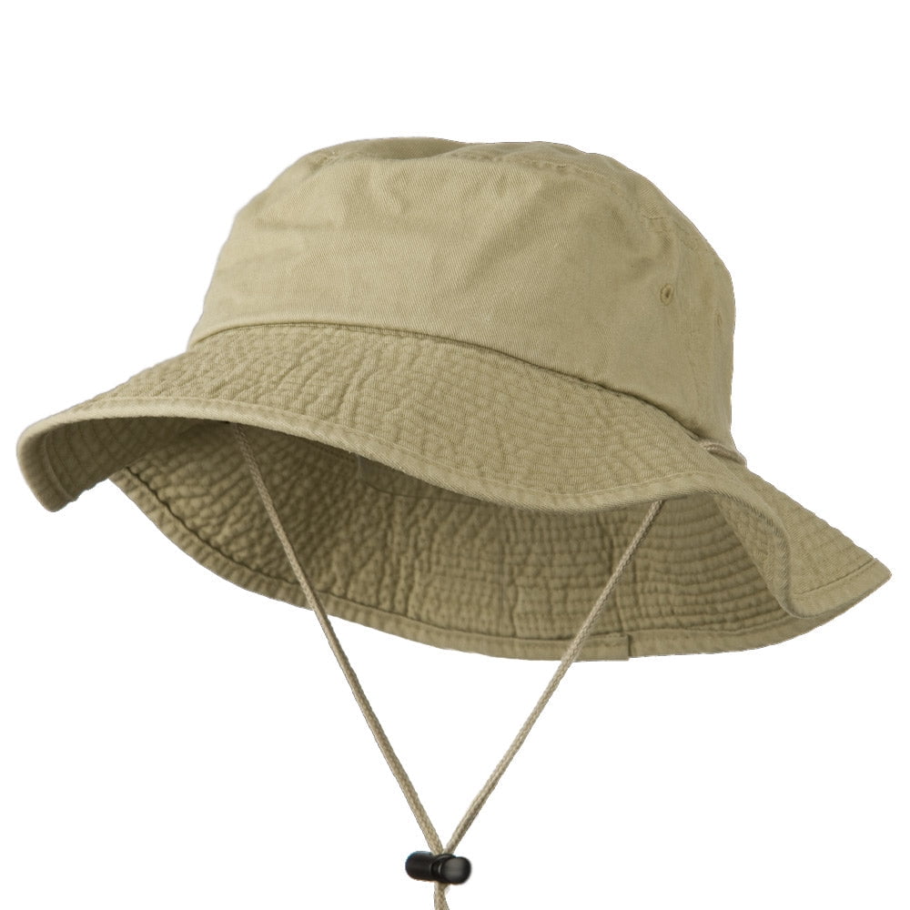 Big Size Washed Bucket Hat with Chin Cord - Khaki XL-2XL - Walmart.com