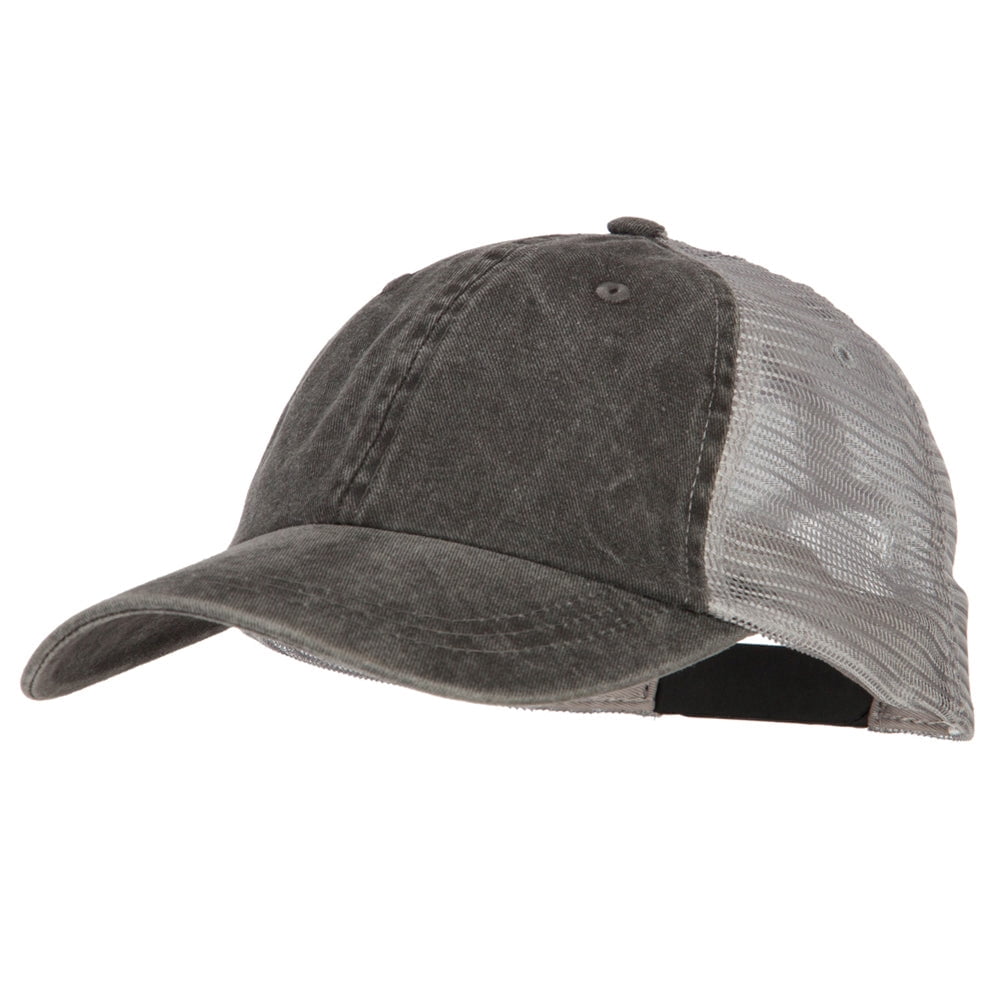 Big Size Washed Pigment Dyed Twill Trucker Cap - Black Grey XL-3XL ...