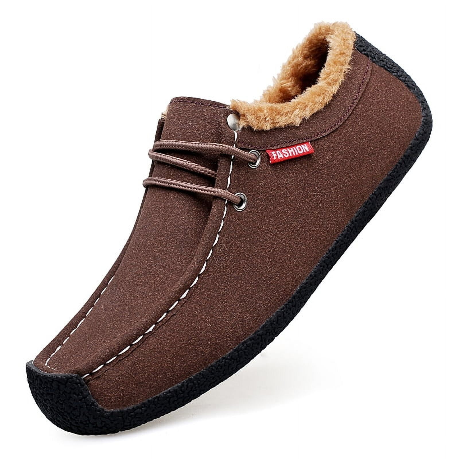 Big Size Winter Men's Casual Loafers Slip On Outdoor Fuzzy Furry ...