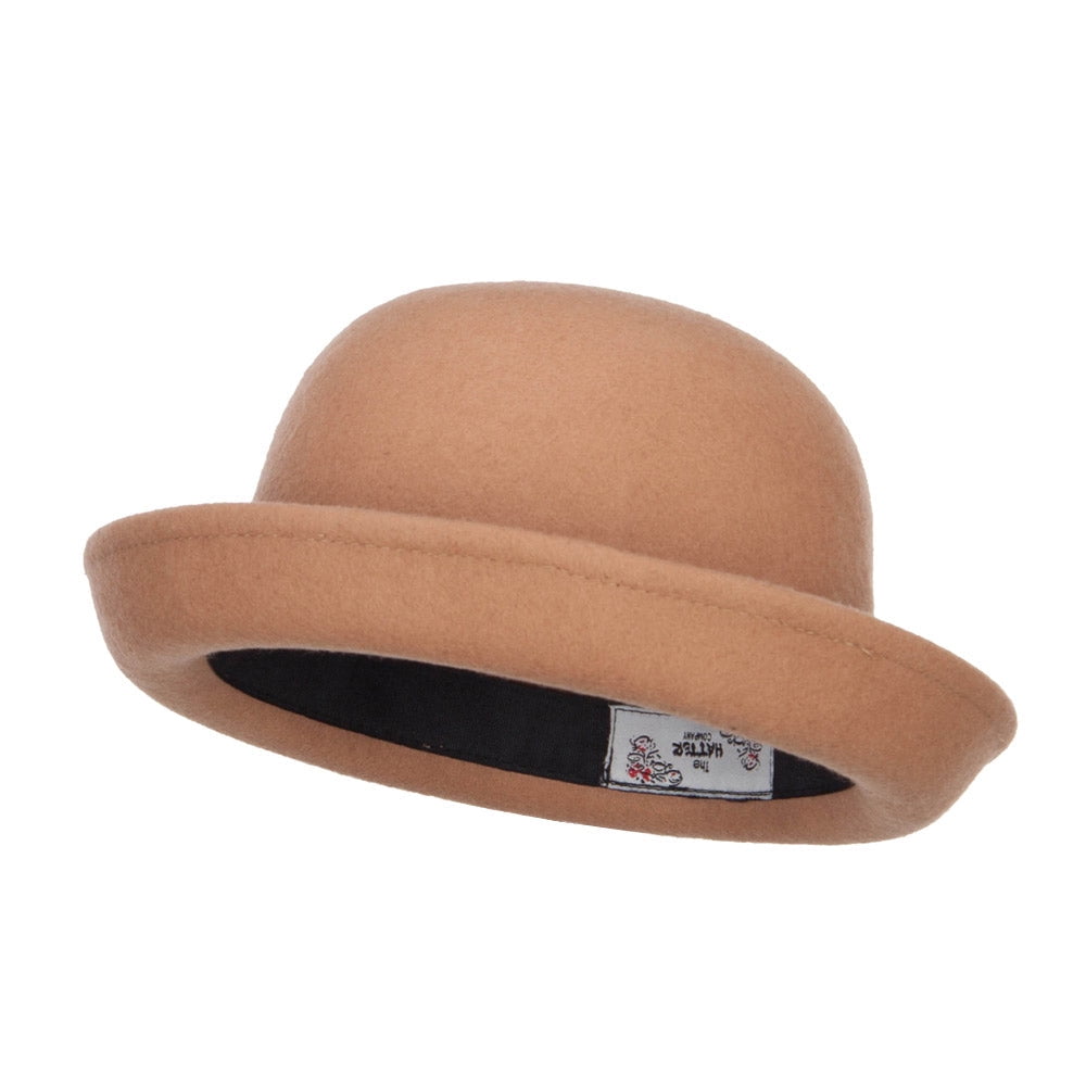 Big Size Wool Felt Upturn Brim Bowler Hat - Tan 2XL-3XL - Walmart.com