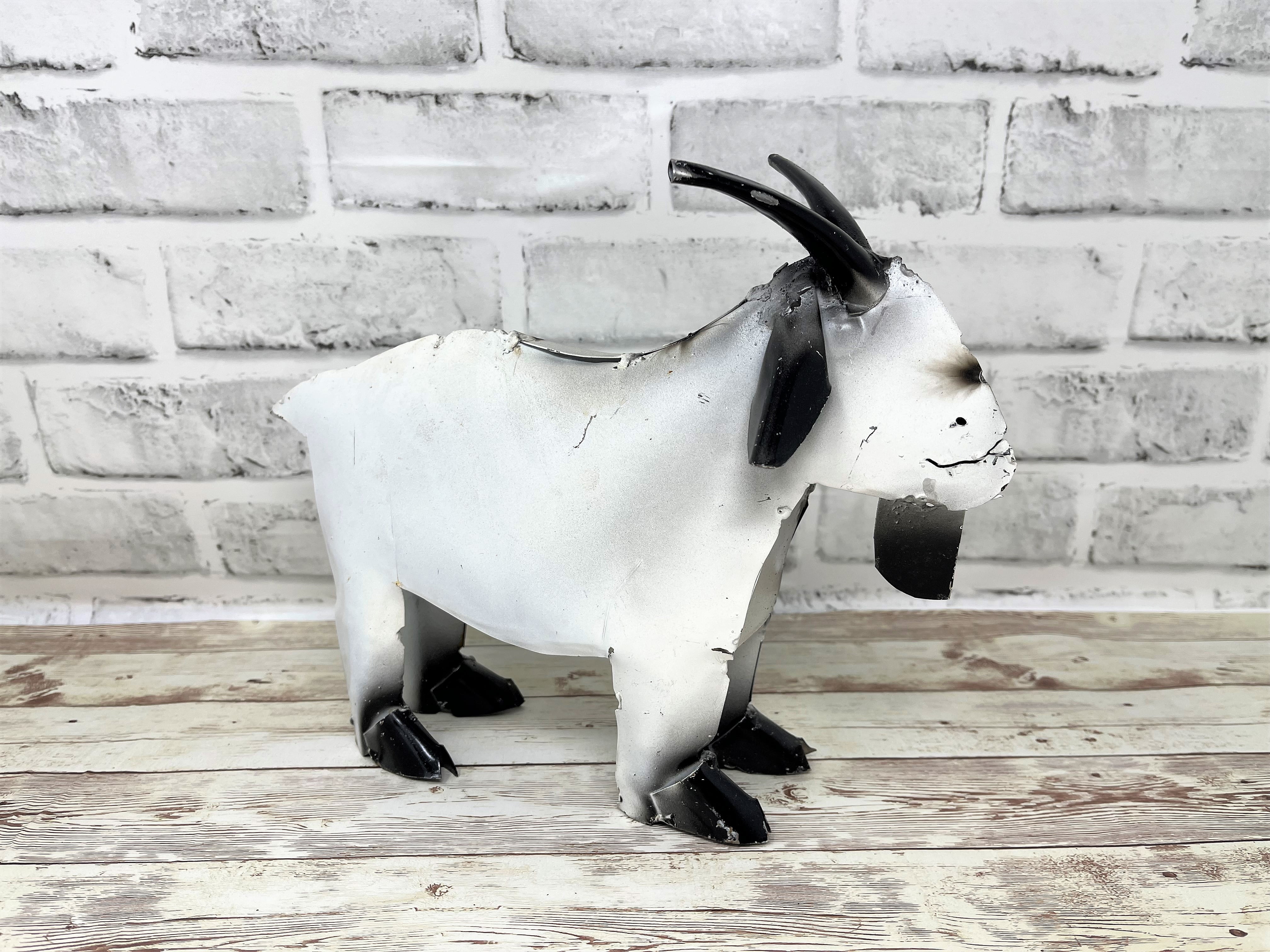 Big Sky Antiques Rustic 9.5" Tall x 11" Long Scrap Metal Goat Statue ...