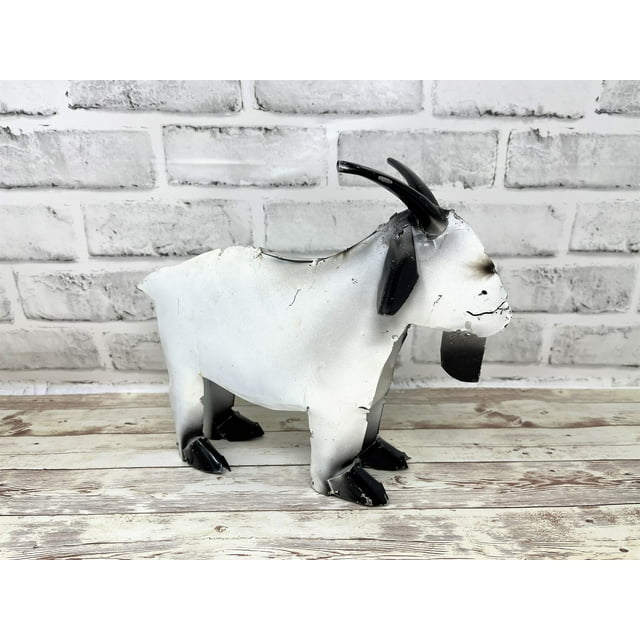 Big Sky Antiques Rustic 9.5" Tall x 11" Long Scrap Metal Goat Statue ...