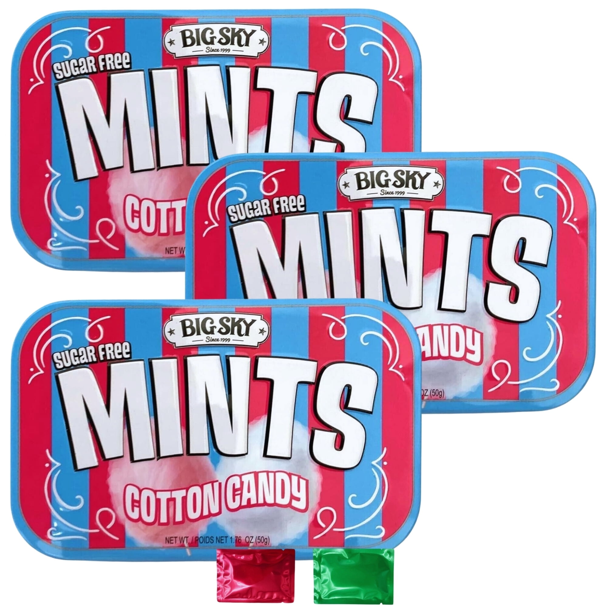 Big Sky Cotton Candy Mints, Pink & Blue Tin Box Storage for Party Favor ...