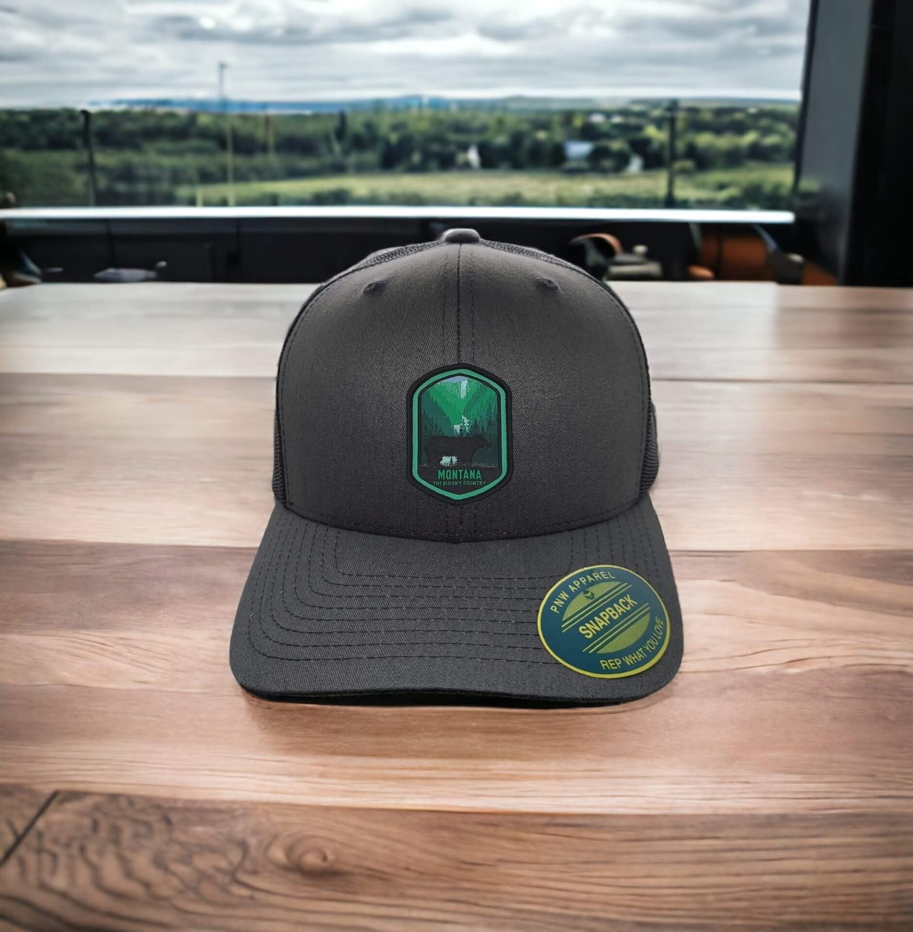 Big Sky Country MT Patch Hat for Men and Women Gifts - Black on Black ...