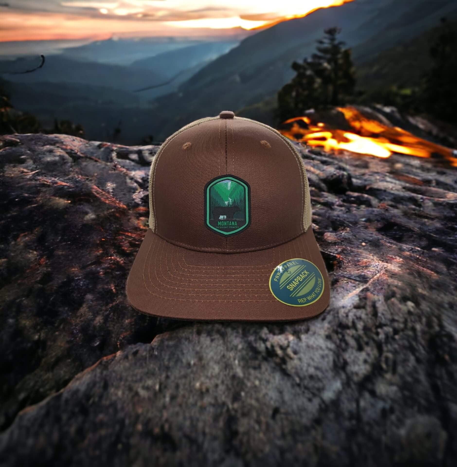 Big Sky Country MT Patch Hat for Men and Women Gifts - Brown on Khaki ...