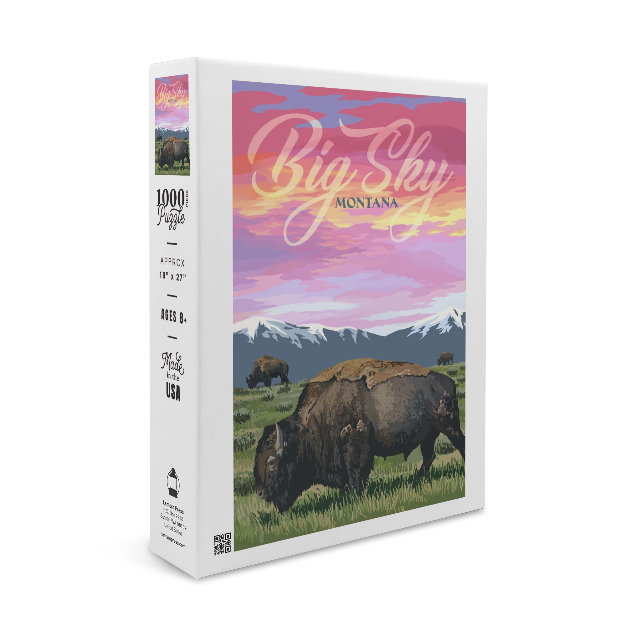 Big Sky, Montana, Bison and Sunset (1000 Piece Puzzle, Size 19x27 ...