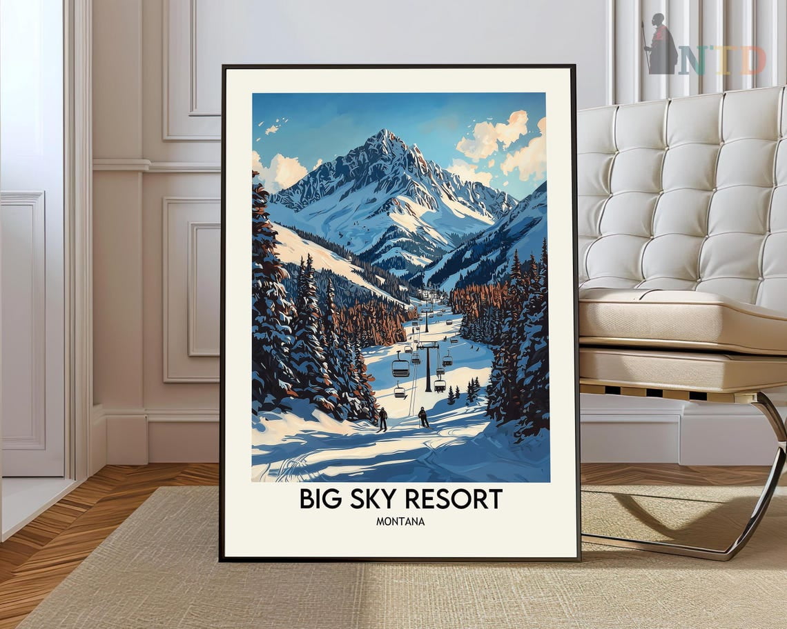 Big Sky Montana Poster, Big Sky Print, Montana Skibig Sky Montana ...
