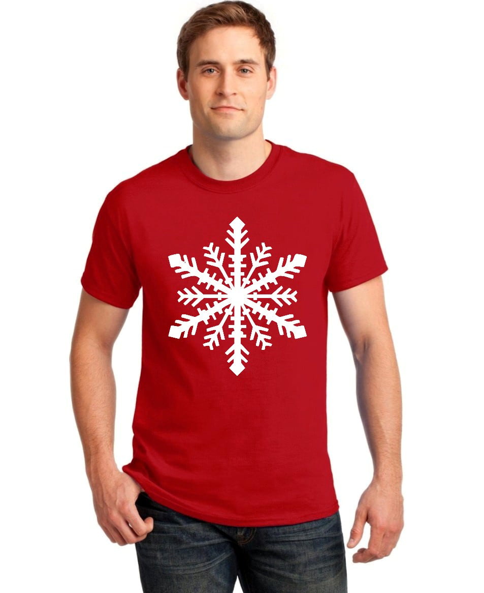Promotion & Beyond Men's Christmas T-Shirt, Big Snowflake, Red, M ...