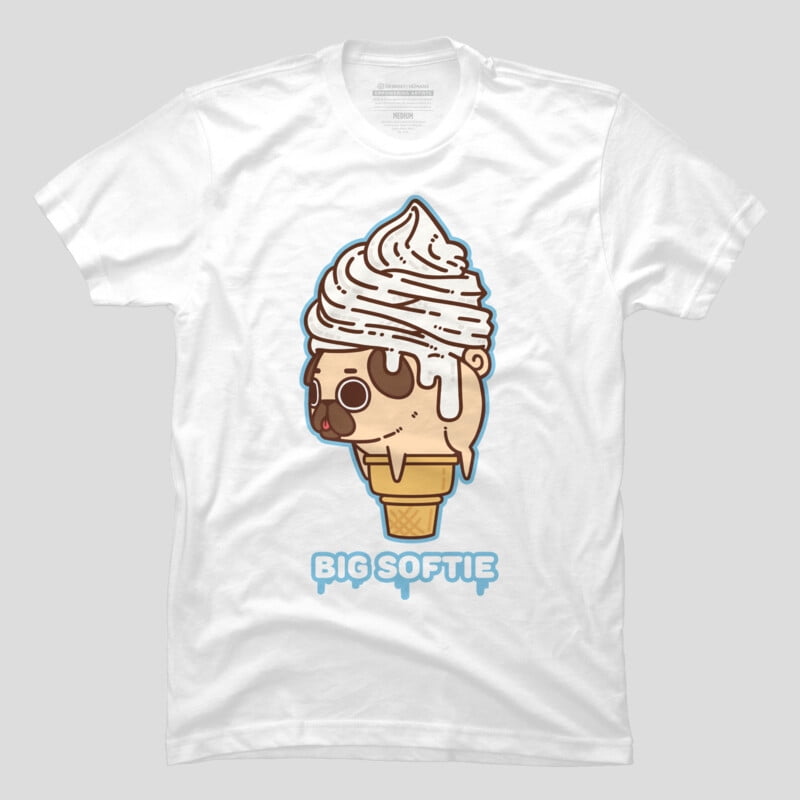 Big Softie Puglie Funny Dog Pun Humor Graphic Design Style Unisex T ...