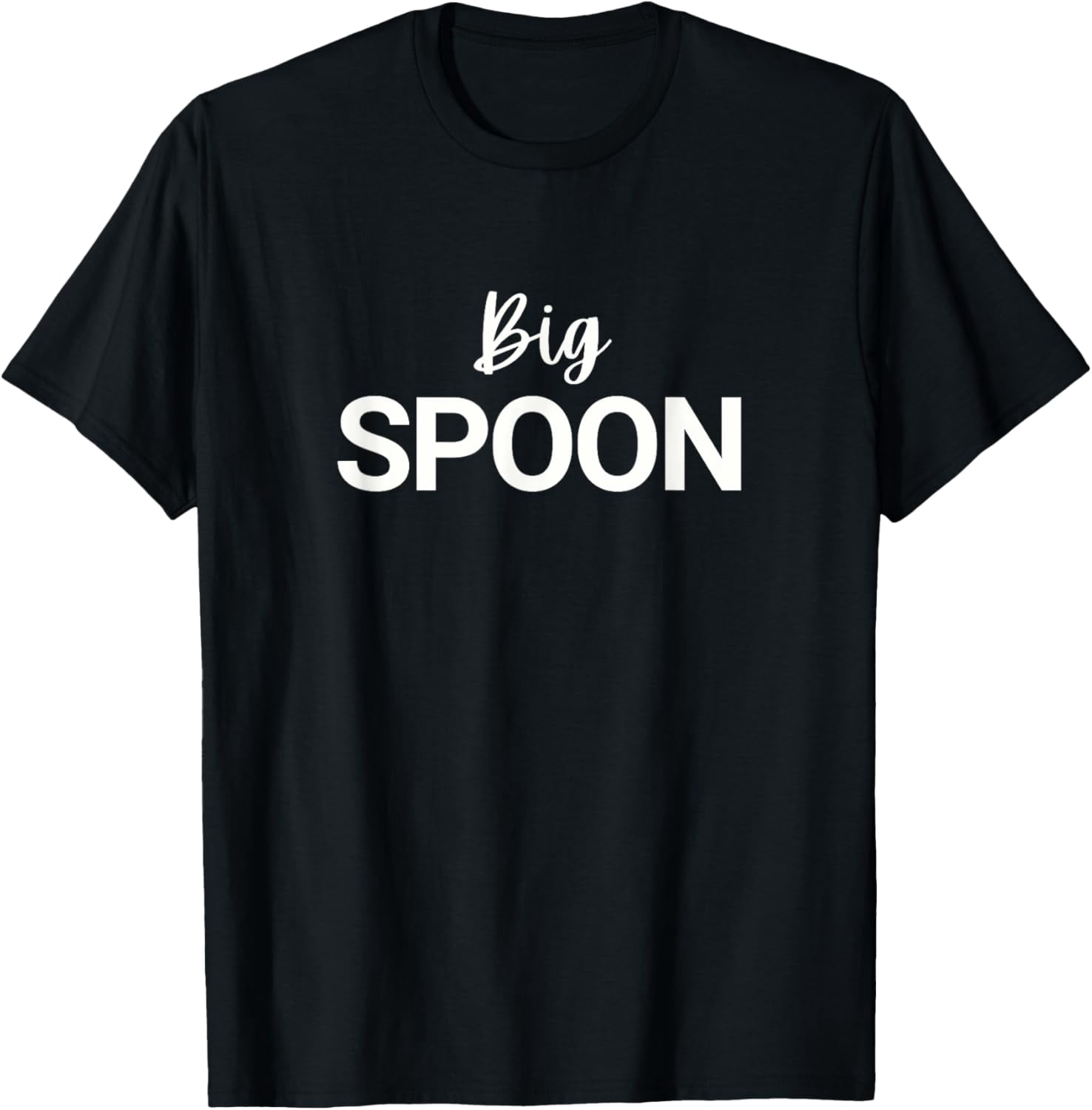 Big Spoon Couple Matching Pajamas T-Shirt men and women can wear, black ...