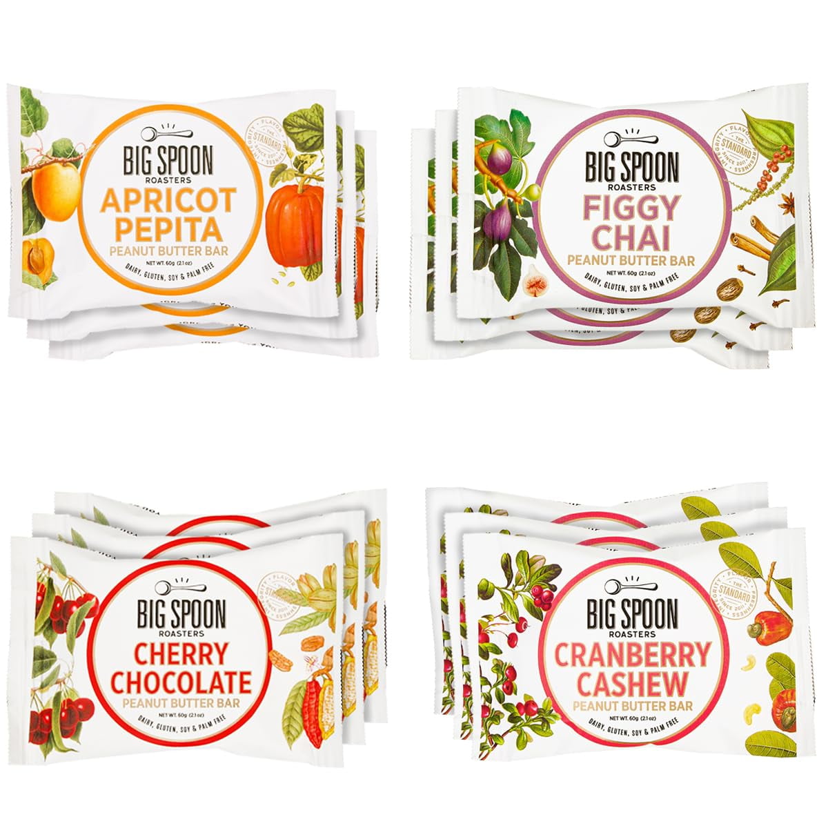 Big Spoon Roasters Nut CCF19 Butter Bars Pack Apricot Pepita, Cranberry Cashew & Figgy Chai High ...