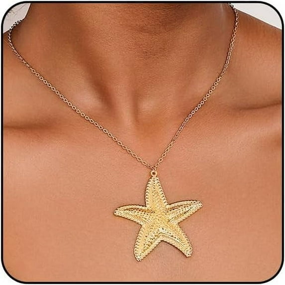 Big Star Necklace Chunky Necklace for Women Boho Thick Chain Statement ...