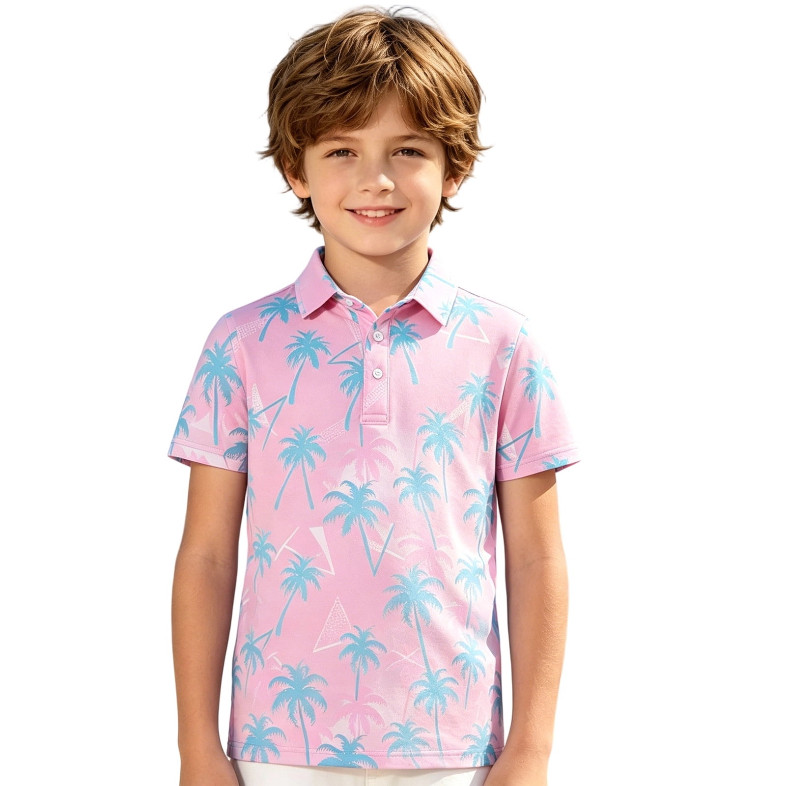 Big Summer Blouse for Boy Short Sleeve Crew Neck Tops Printed For Kids ...