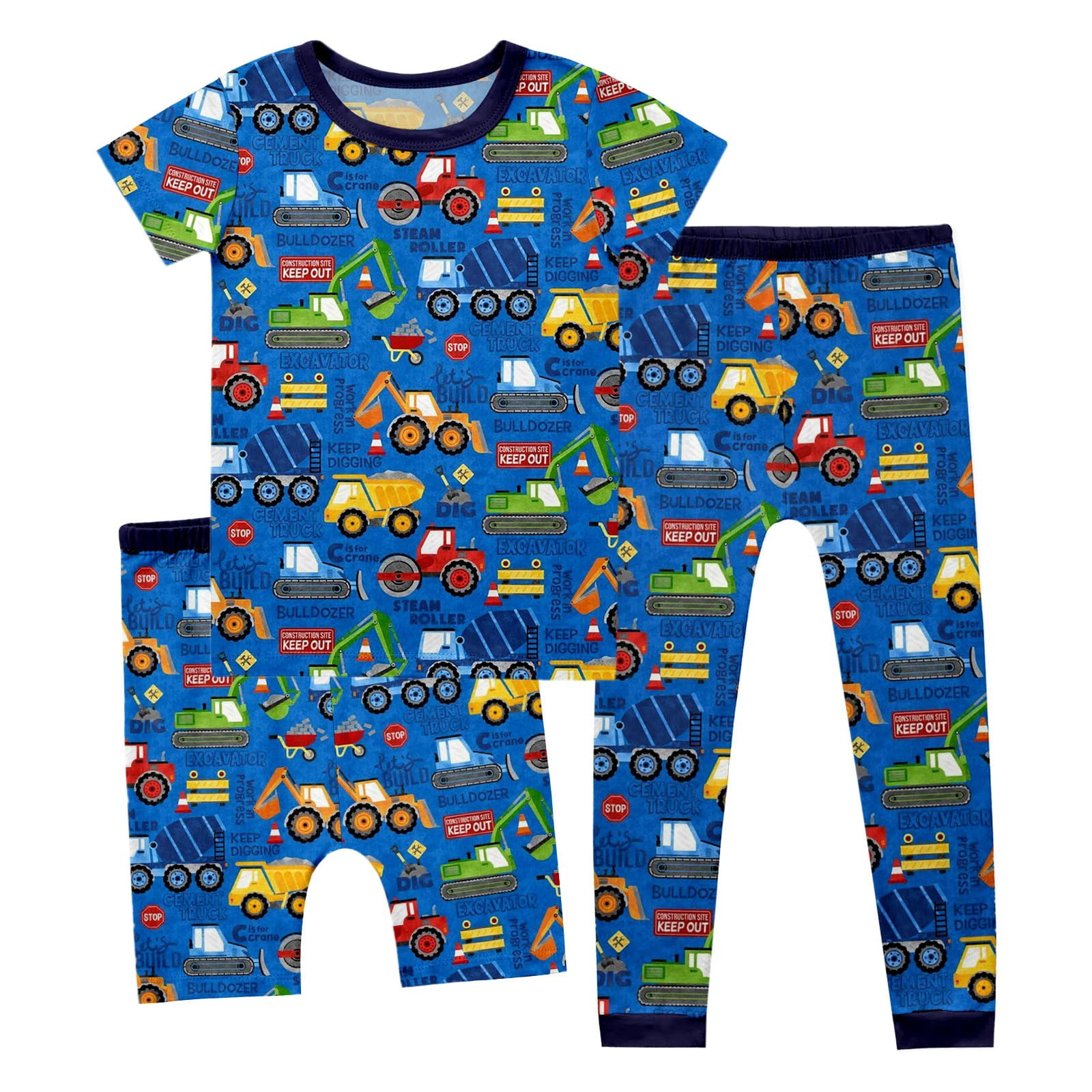 Big Summer Outfits For Boys Kids Cartoon Excavator Truck Print Short ...