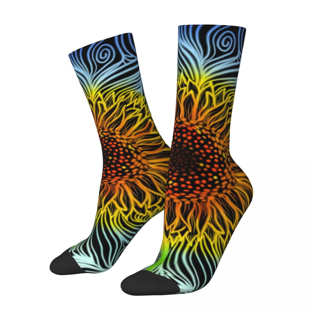 Big Sunflower Field Socks Winter Yellow Floral Print Stockings Gothic ...