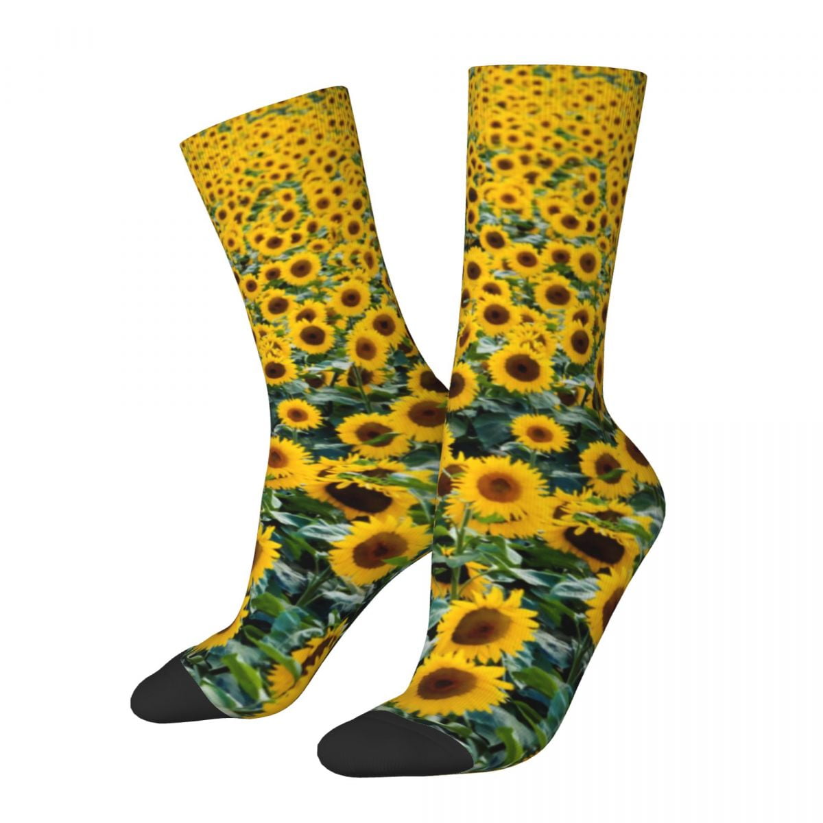 Big Sunflower Field Socks Winter Yellow Floral Print Stockings Gothic ...