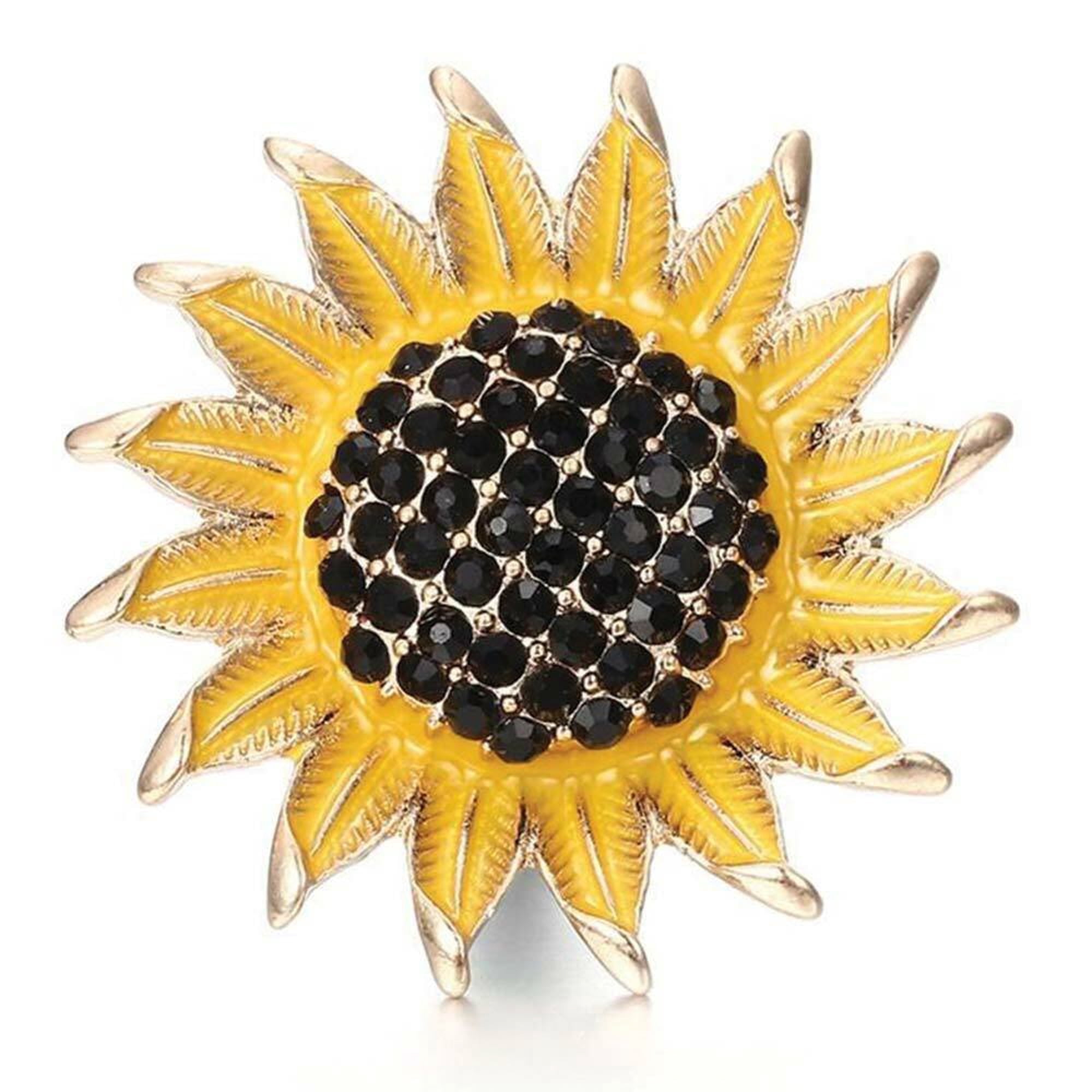 Big Sunflower Yellow Flower Snap Jewelry Ginger Charm Button, For ...