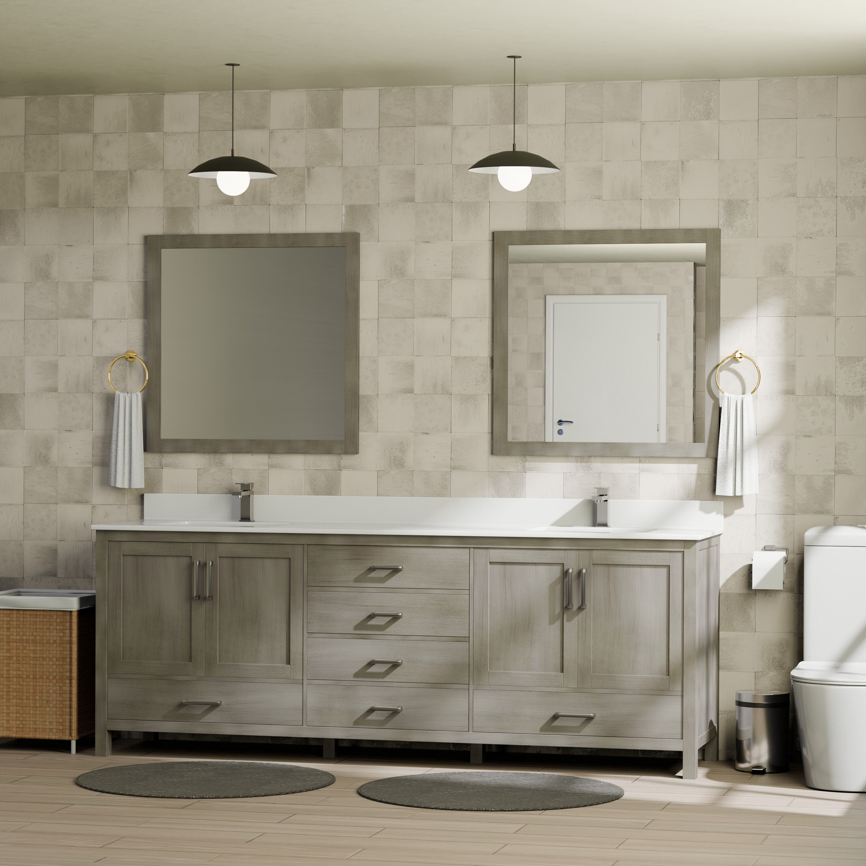 Big Sur 80 in W x 22 in D Distressed Grey Double Bath Vanity, Cultured ...