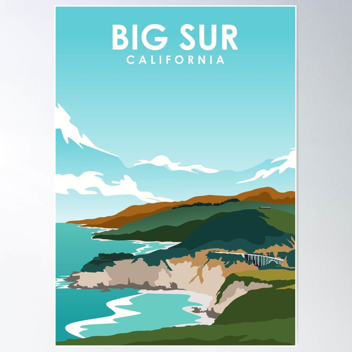 Big Sur California Beach Coast Ocean Travel Poster Poster, 18x24 ...