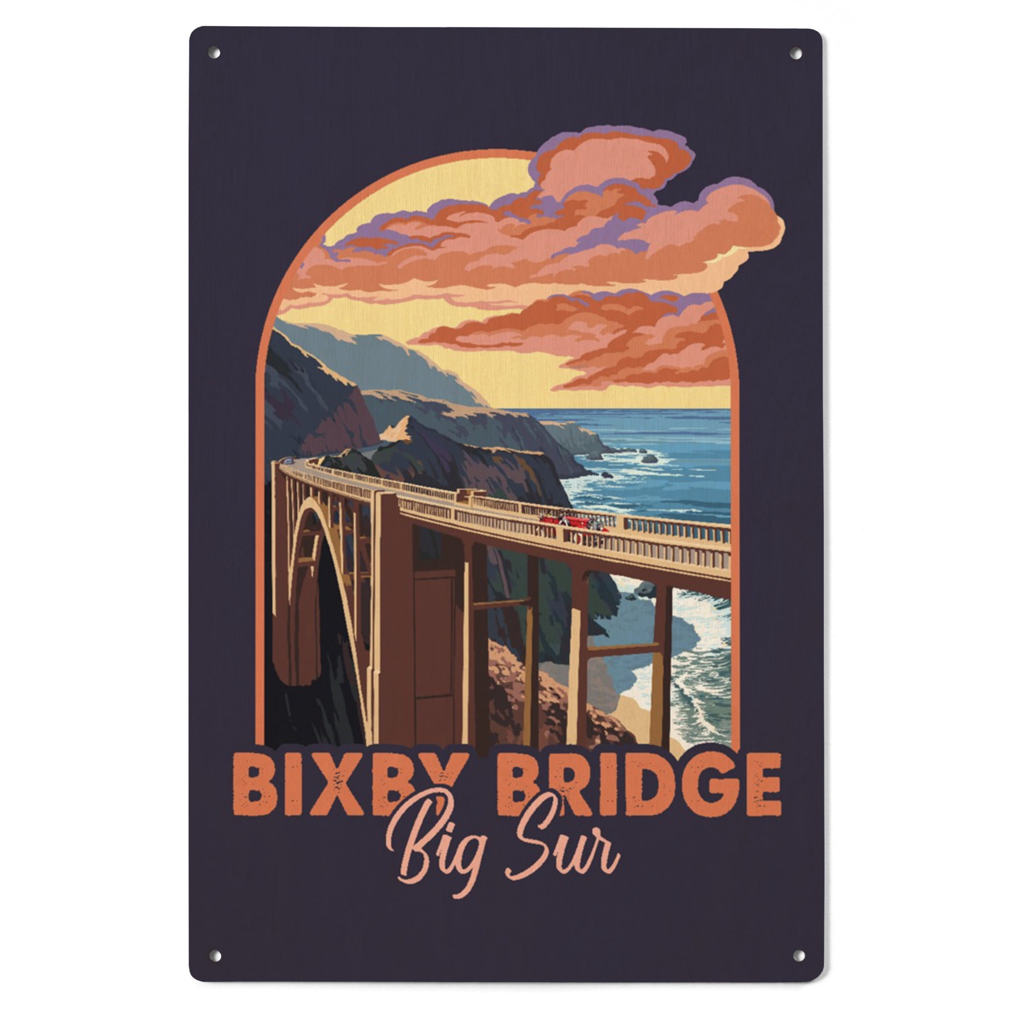 Big Sur, California, Bixby Bridge, California Coast, Contour Birch Wood ...