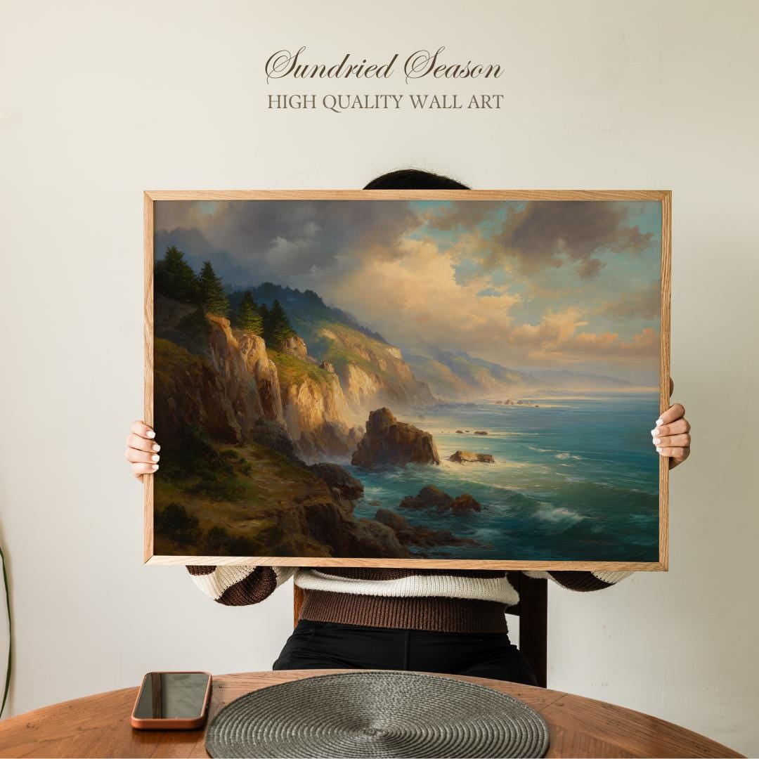 Big Sur California Coastline Art Print, Dramatic Ocean Cliffs & Pacific ...