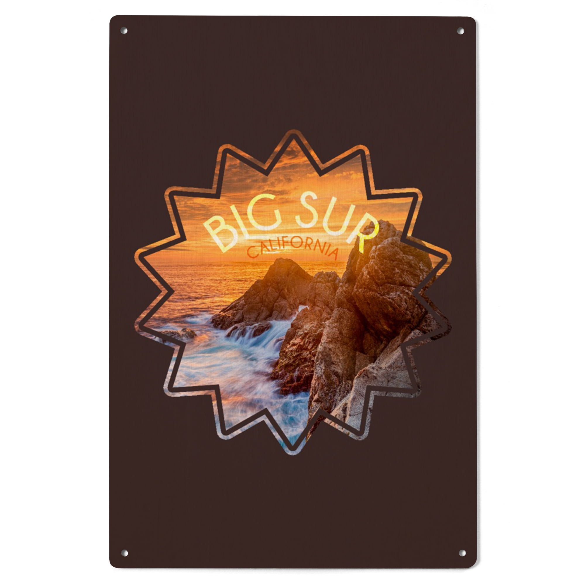 Big Sur, California, Rocky Surf, Contour Birch Wood Wall Sign (6x9 ...